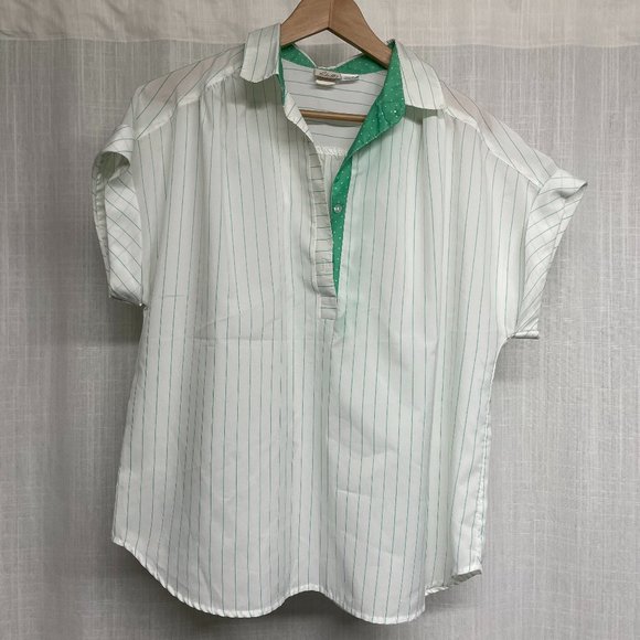 pykette | Tops | Vintage Pykettes 2 Button Down White Blouse Green ...